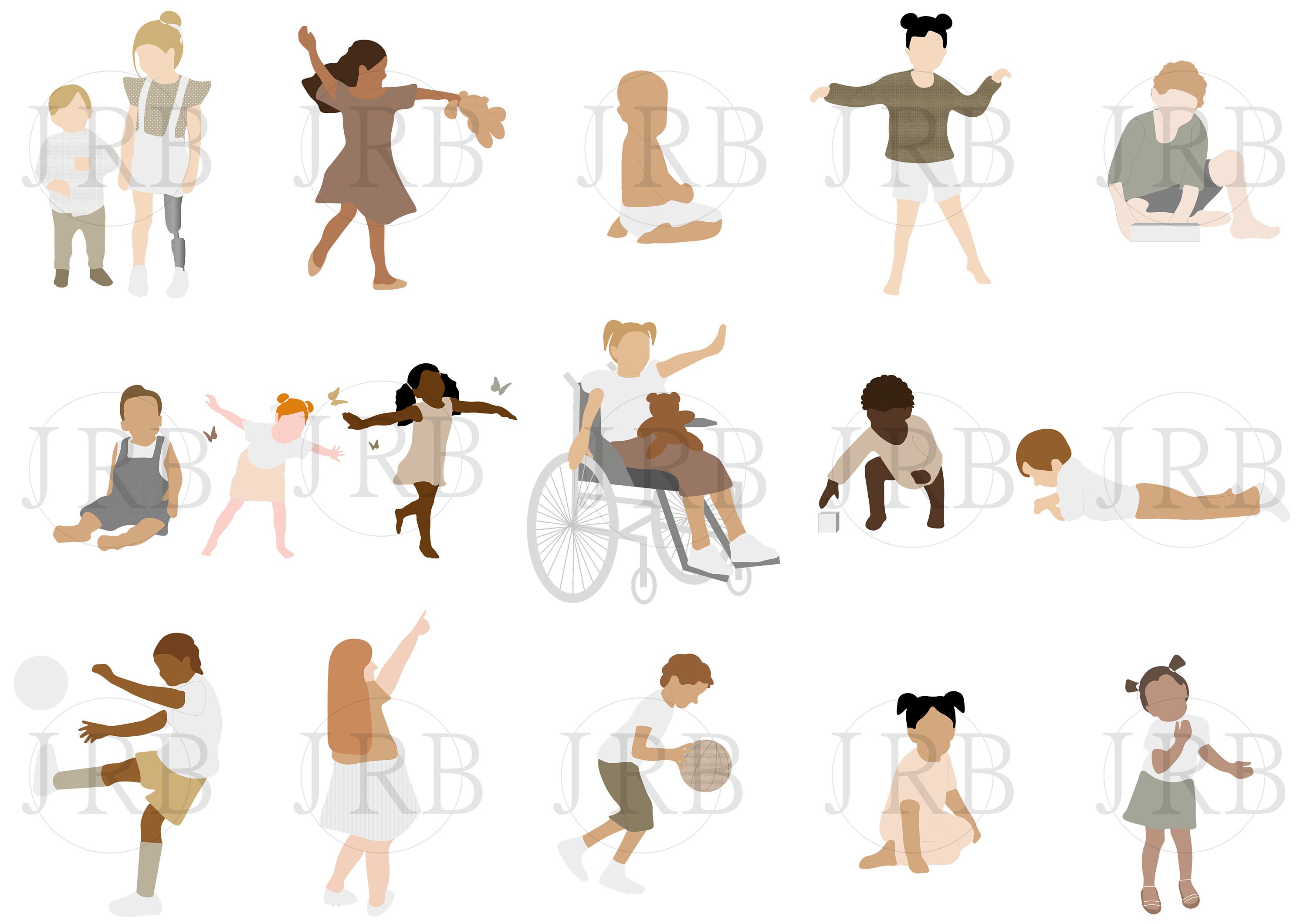 Neutral Vector People Collection No.3 Children - Etsy
