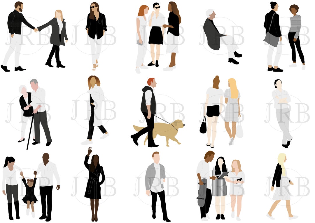 Monochrome Vector People Collection No.2 Non-specific - Etsy