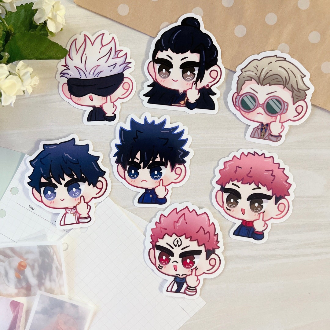 Cute Anime Middle Finger Sticker Water Bottle, Stationary, Journal ...
