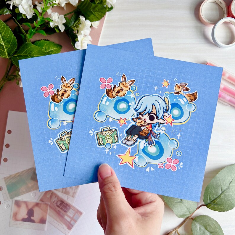 Genshin Impact Print: Cute Blue Kaveh Print Cute Anime - Etsy