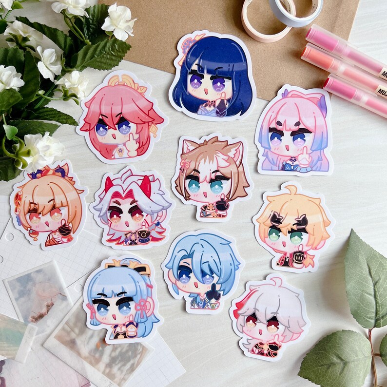 Genshin Impact Middle Finger Stickers: Characters From Inazuma - Etsy