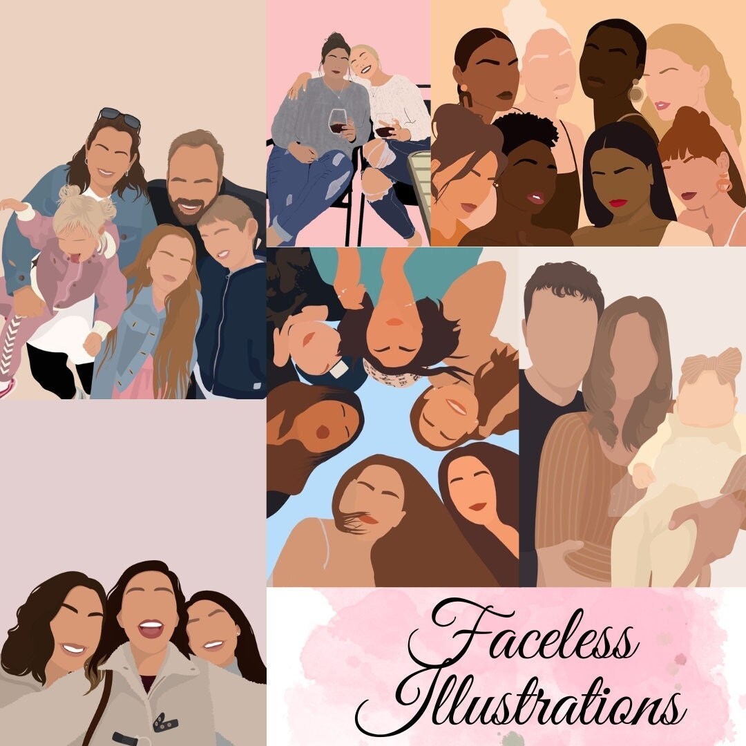 Faceless Illustration Digital Drawing. Personalised Digital Art Gift ...