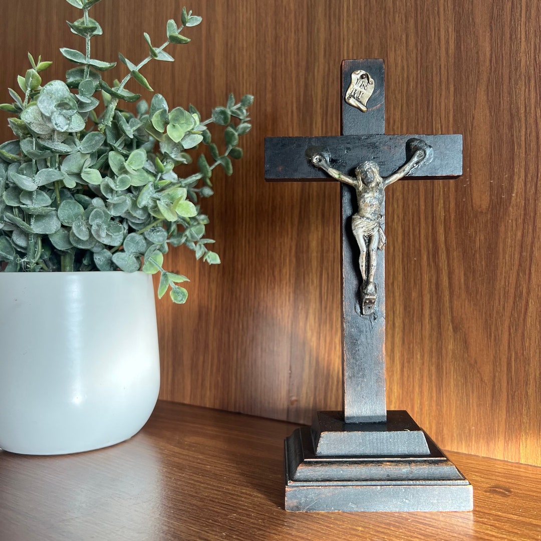 Antique Standing Crucifix, Catholic Altar Cross, Tabletop Crucifix ...