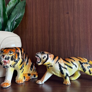 Mid Century Tiger Statues, MCM Ceramic Cat, Vintage Tiger Sculpture - Etsy