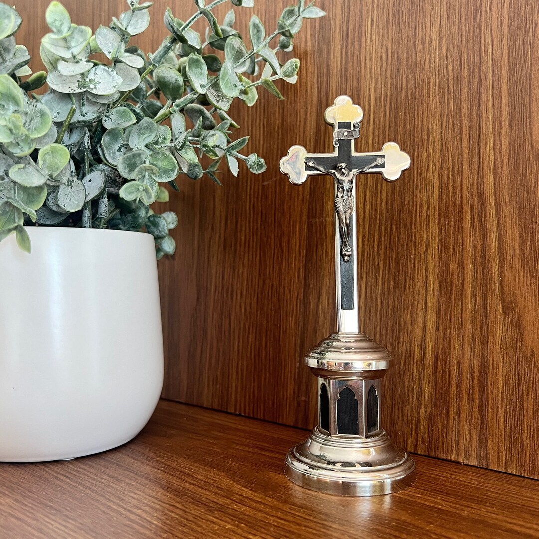 Vintage Standing Crucifix, Catholic Altar Cross, Tabletop Crucifix for ...