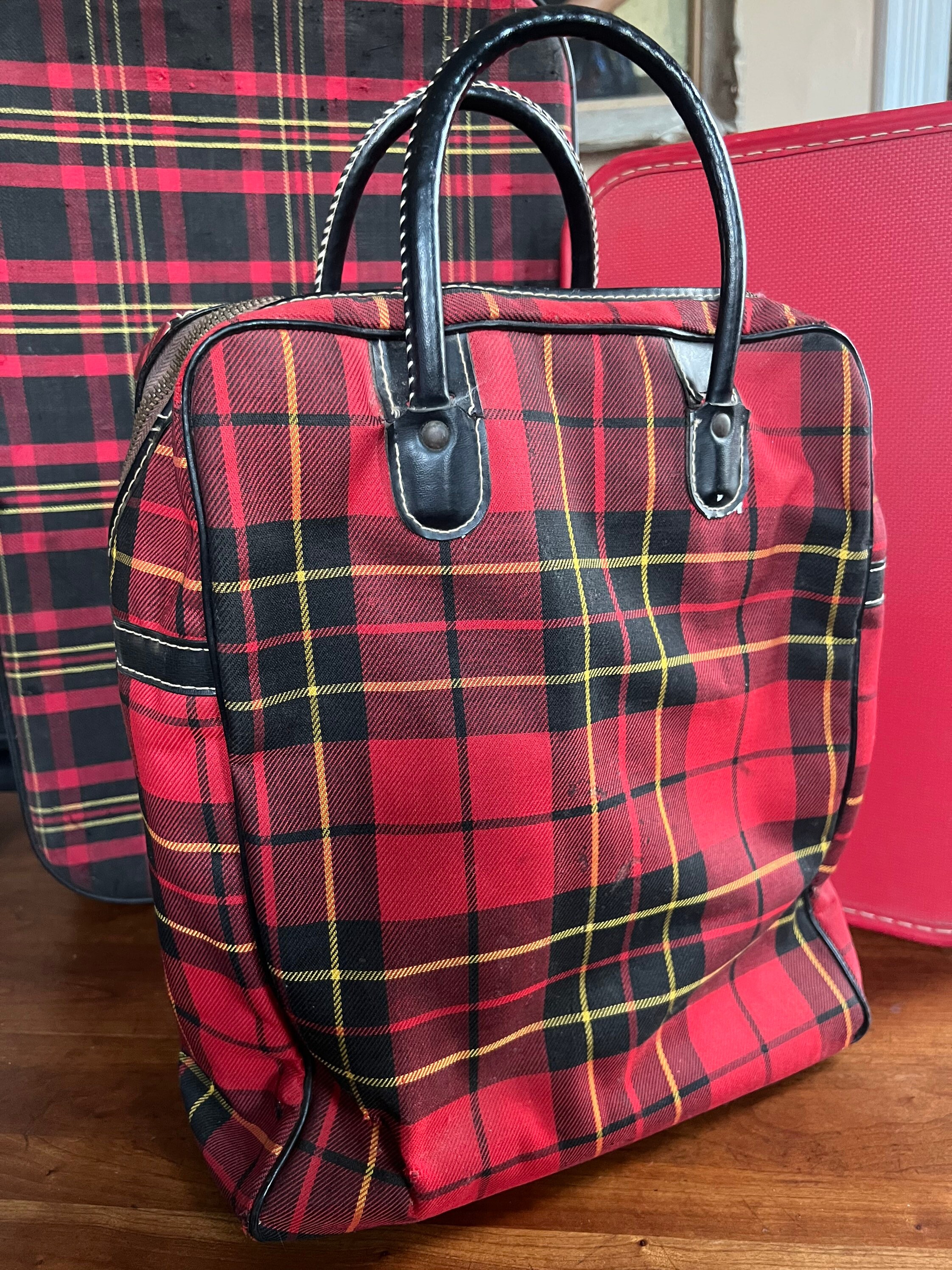 Vintage Plaid Thermos Set Red Tartan Plaid Picnic Set of Two - Etsy