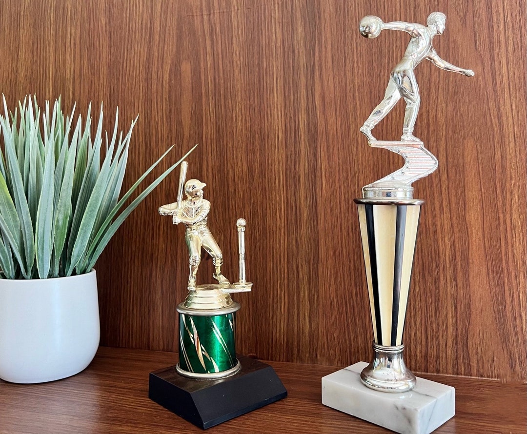 Vintage Trophies, Bowling, Baseball Decor for Boys Room, Dorm, Mens ...