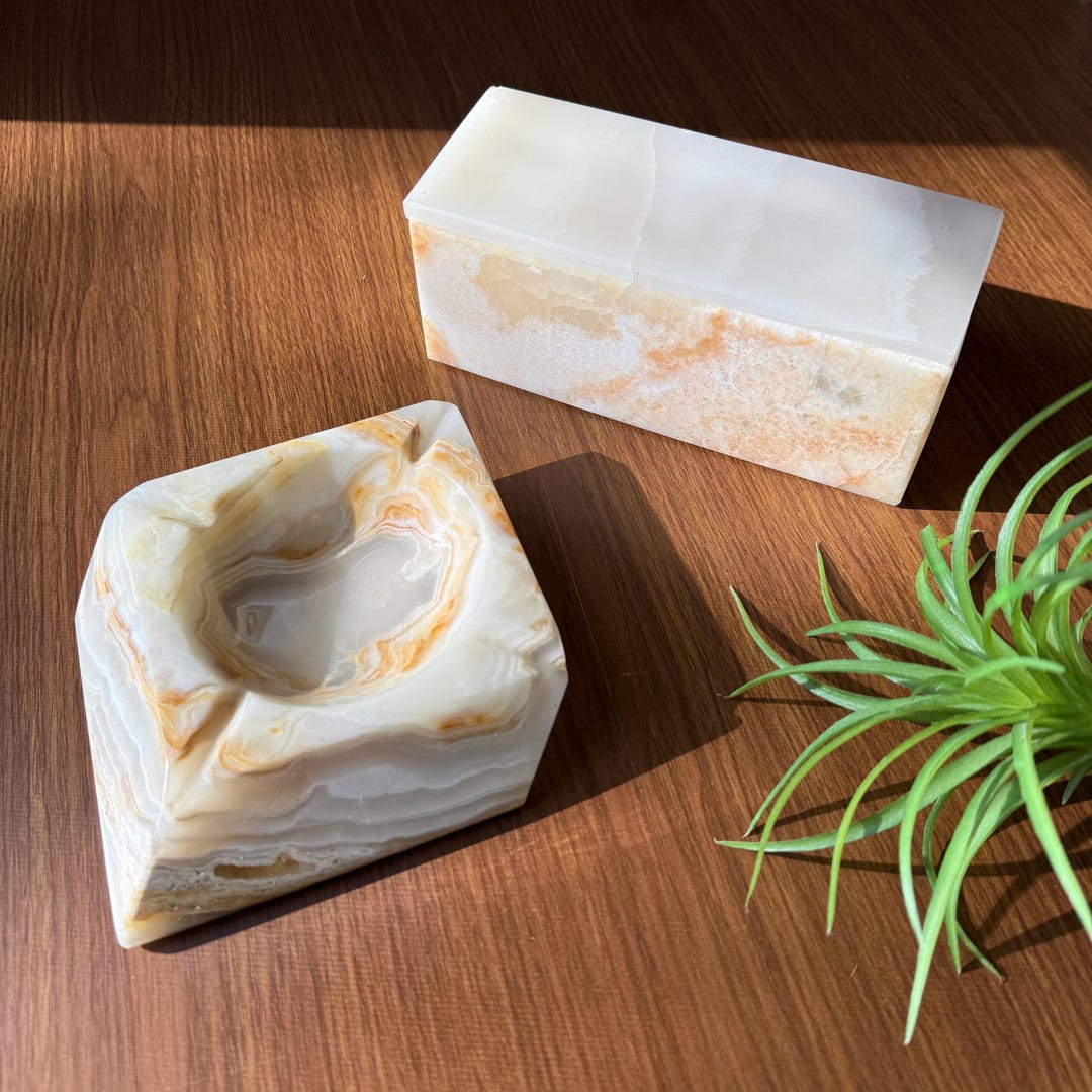Vintage Marble Ashtray and Stash Box Set, Mid Century Modern - Etsy