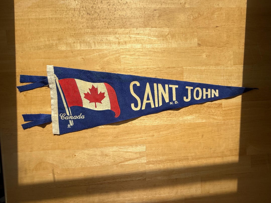 Canada Pennant Flag, Saint John Felt Pennant Banner, 1960s Vintage Camp ...