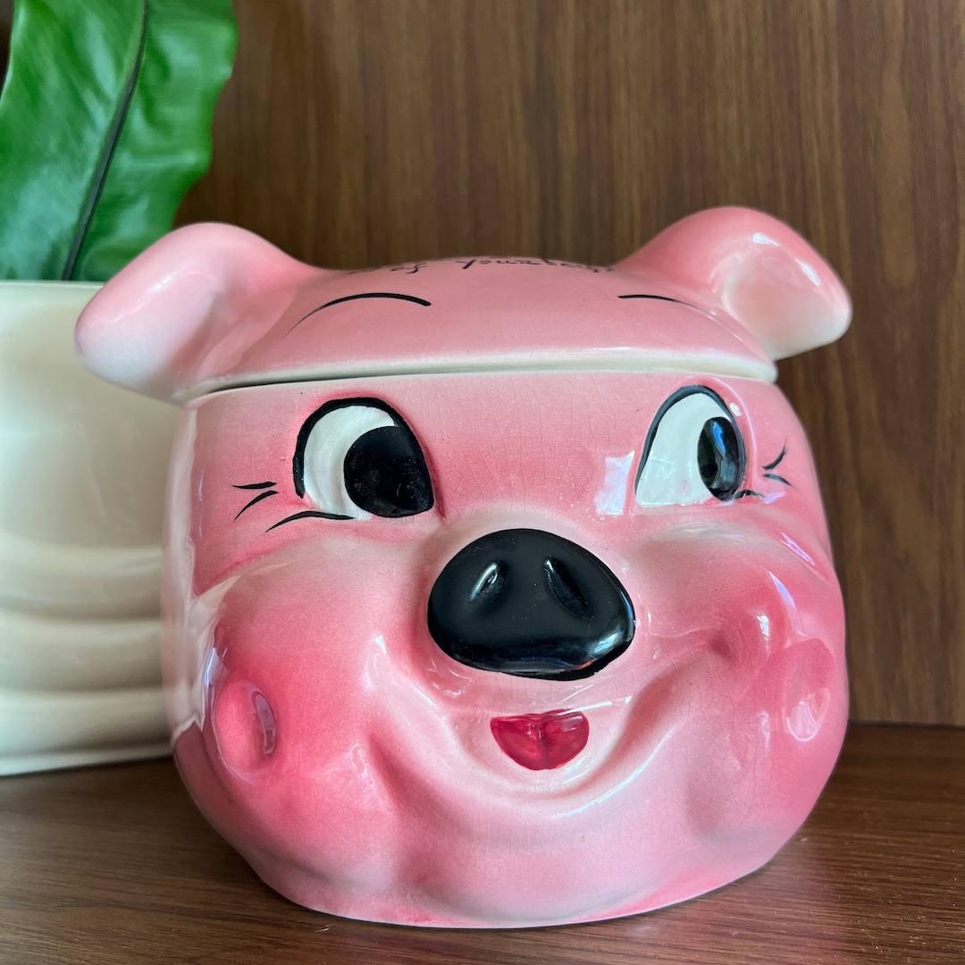 Vintage Cookie Jar Pig, 1950s Deforest of California Pottery, Pink ...
