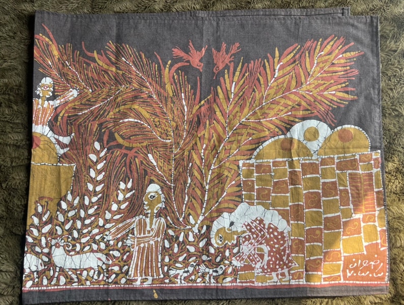 Vintage Egyptian Batik Wall Art: Islamic Middle Eastern Textile - Etsy