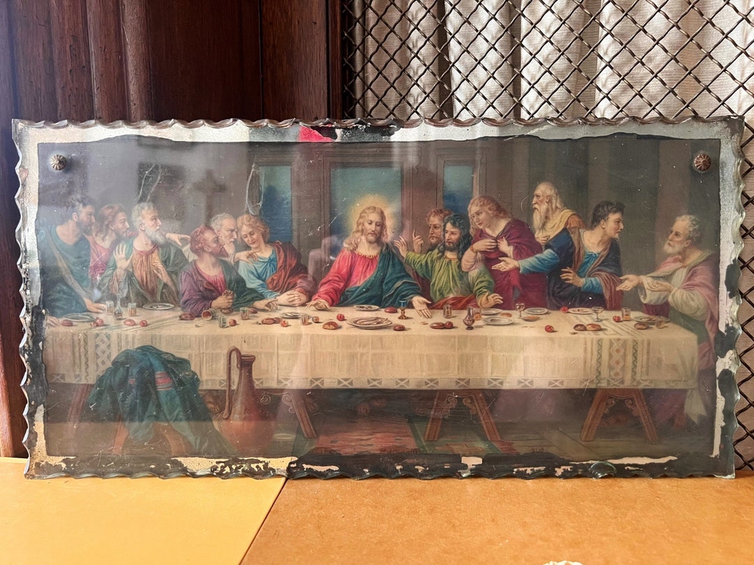 The Last Supper Etched Metal Lithograph Catholic Wall Art | Religious ...