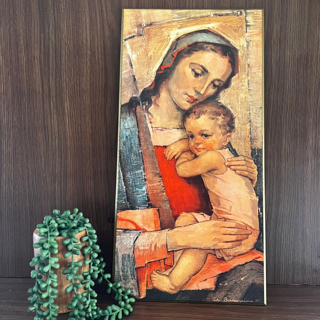 Jesus, Virgin Mary Painting, Catholic Art Print Lithograph, Aesthetic ...