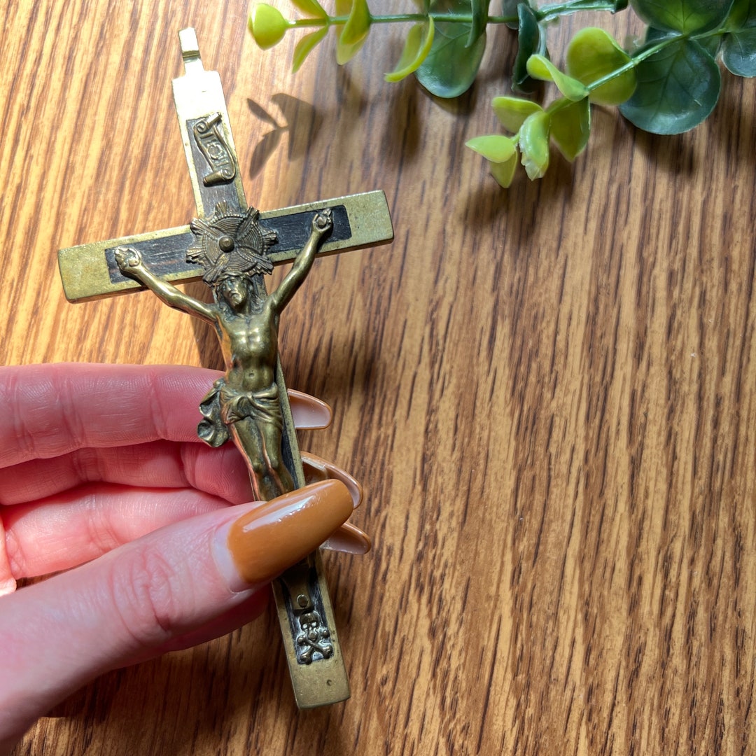 1800s Antique Pectoral Crucifix, 5 1/3 Skull and Crossbones German ...