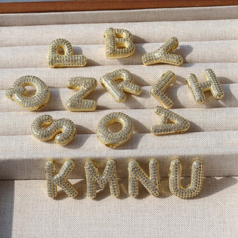 New Luxury Bubble A-Z Letter Pendant, 18k Gold Filled Hip-hop Cute ...