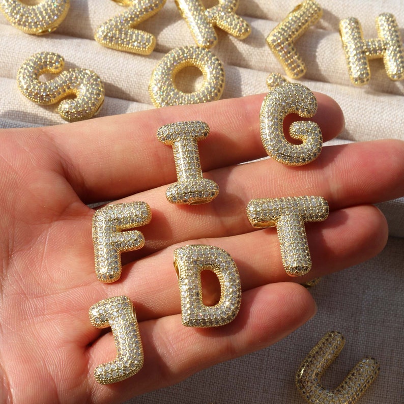 New Luxury Bubble A-Z Letter Pendant, 18k Gold Filled Hip-hop Cute ...