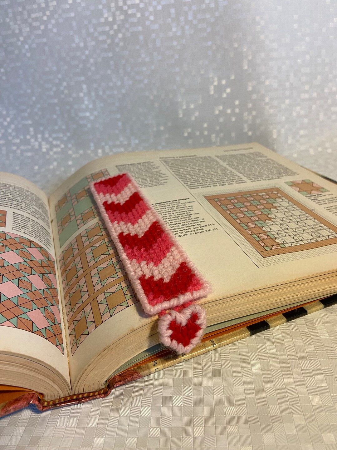 Plastic Canvas Heart Charmed Bookmark - Etsy