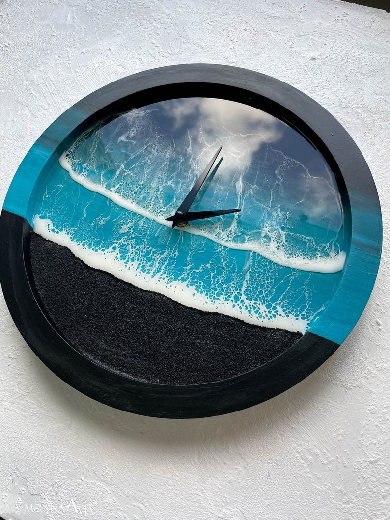 Epoxy Clock in Sea Technique | Epoxy Wall Clock | Clock Whith Silent ...