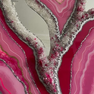 Resin Wall Picture Geode Art Crystal Art Fuchsia Housewarming Gift ...