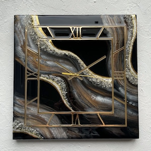 Resin Square Geode Clock, Geode Crystal Clock, Resin Art ,anniversary ...