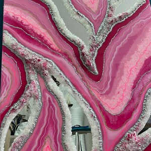 Resin Wall Picture Geode Art Crystal Art Fuchsia Housewarming Gift ...
