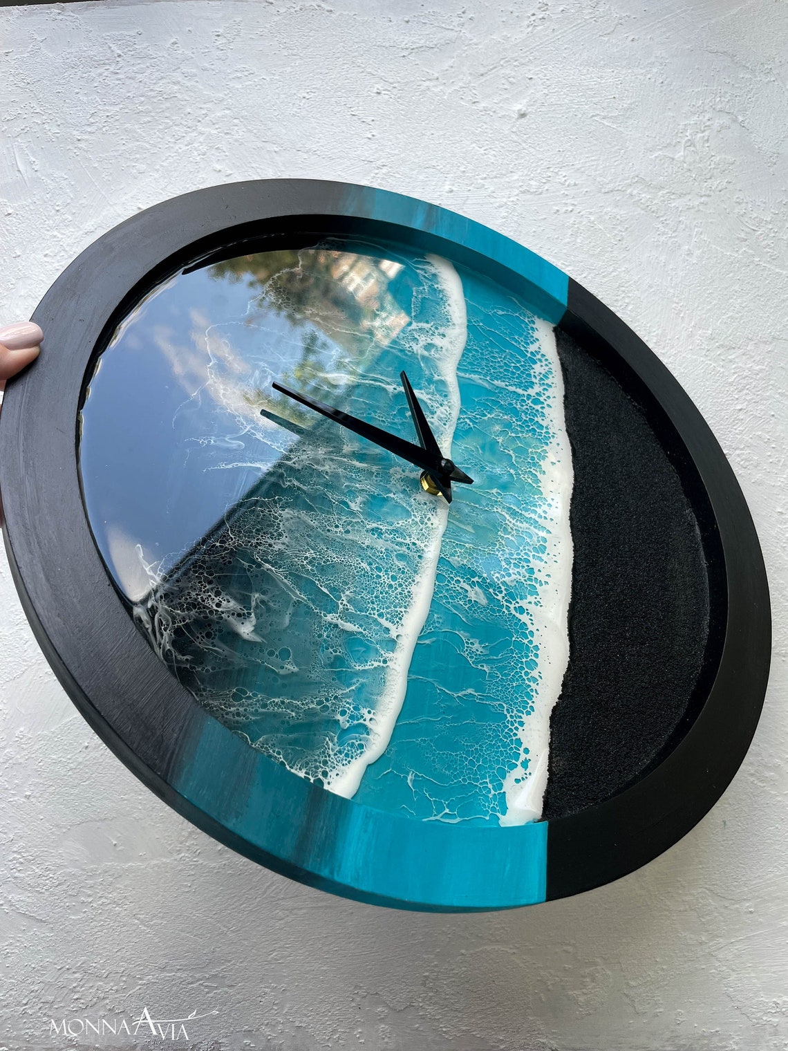 Epoxy Clock in Sea Technique Epoxy Wall Clock Clock Whith - Etsy