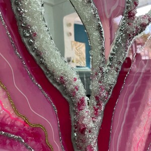 Resin Wall Picture Geode Art Crystal Art Fuchsia Housewarming Gift ...