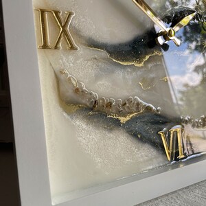 Resin Art, Square Wall Clock, Wall Clock Unique, Custom Clock White ...