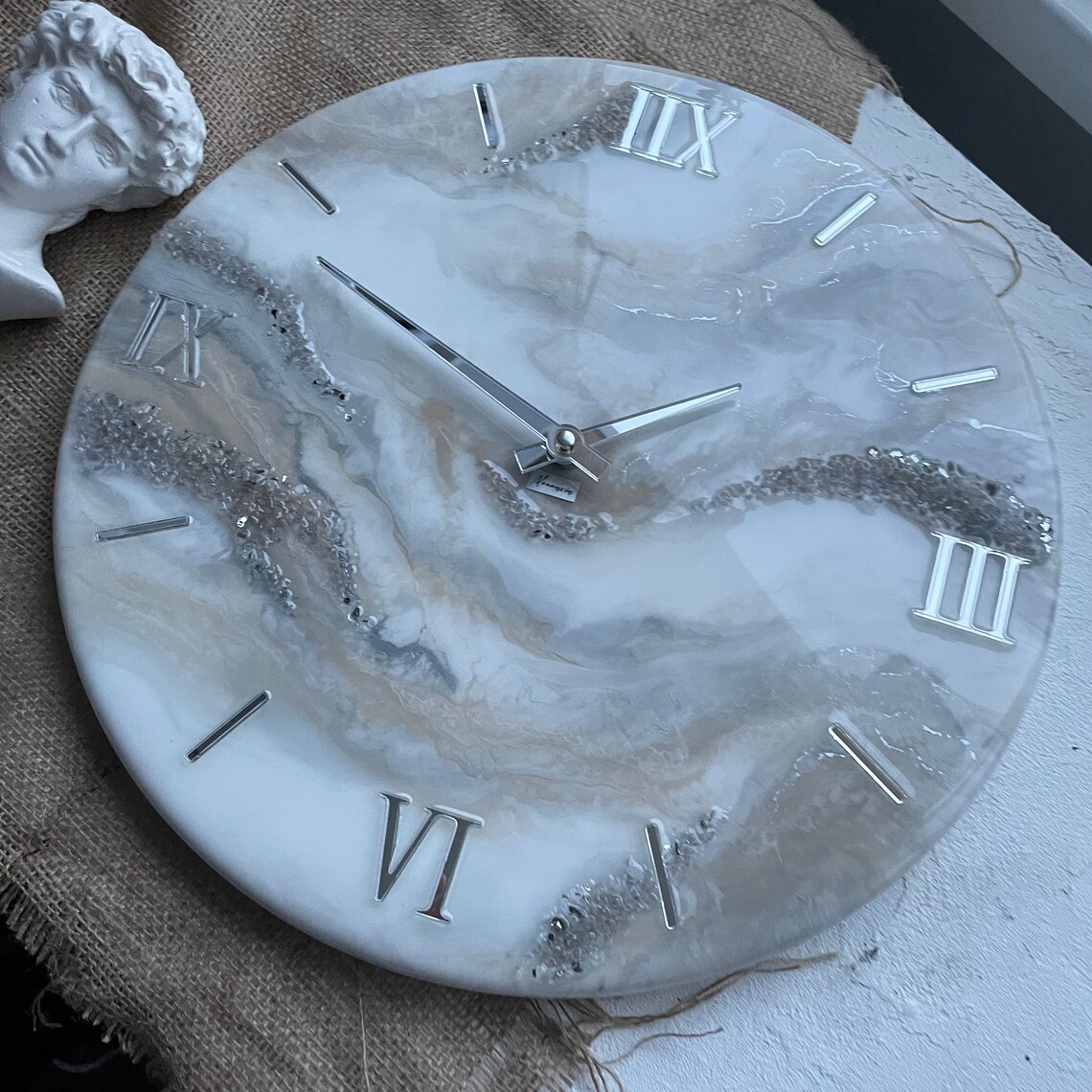 Resin Art Wall Clock Wall Clock Unique Custom Clock White - Etsy
