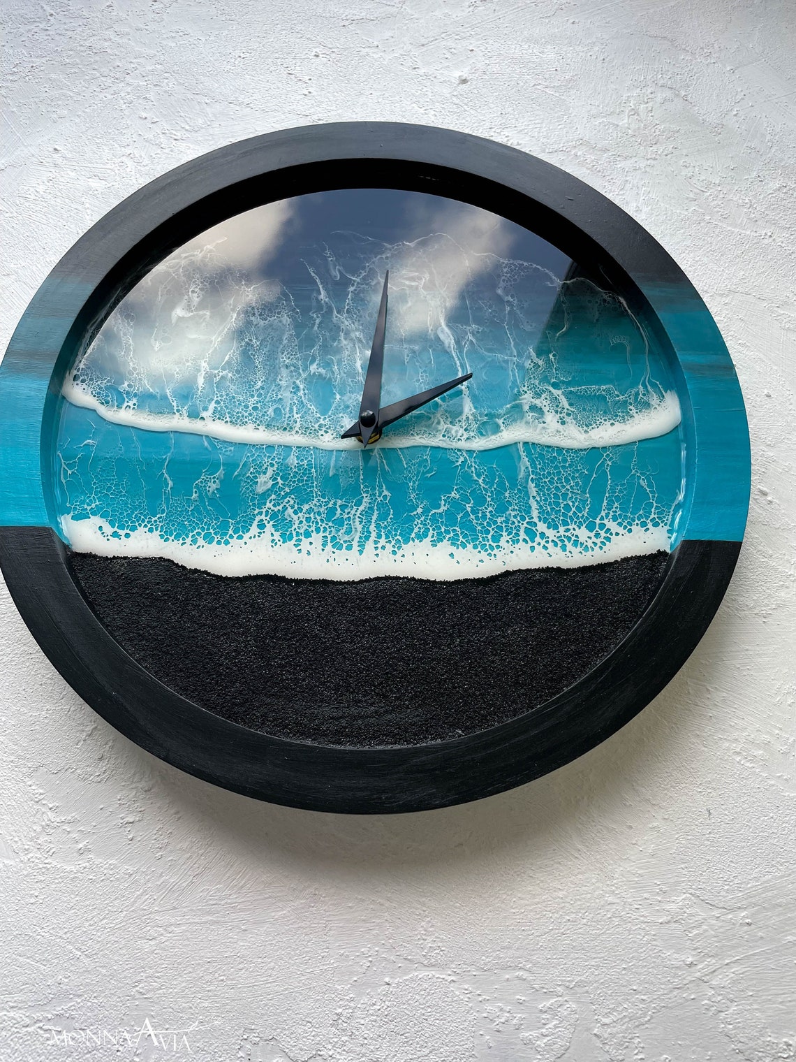 Epoxy Clock in Sea Technique Epoxy Wall Clock Clock Whith - Etsy
