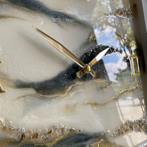 Resin Art, Square Wall Clock, Wall Clock Unique, Custom Clock White ...