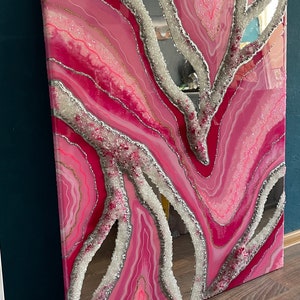 Resin Wall Picture Geode Art Crystal Art Fuchsia Housewarming Gift ...