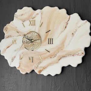 Geode Matte Wall Clock Epoxy Resin Wall Clock Unique Wall Clock Marble ...