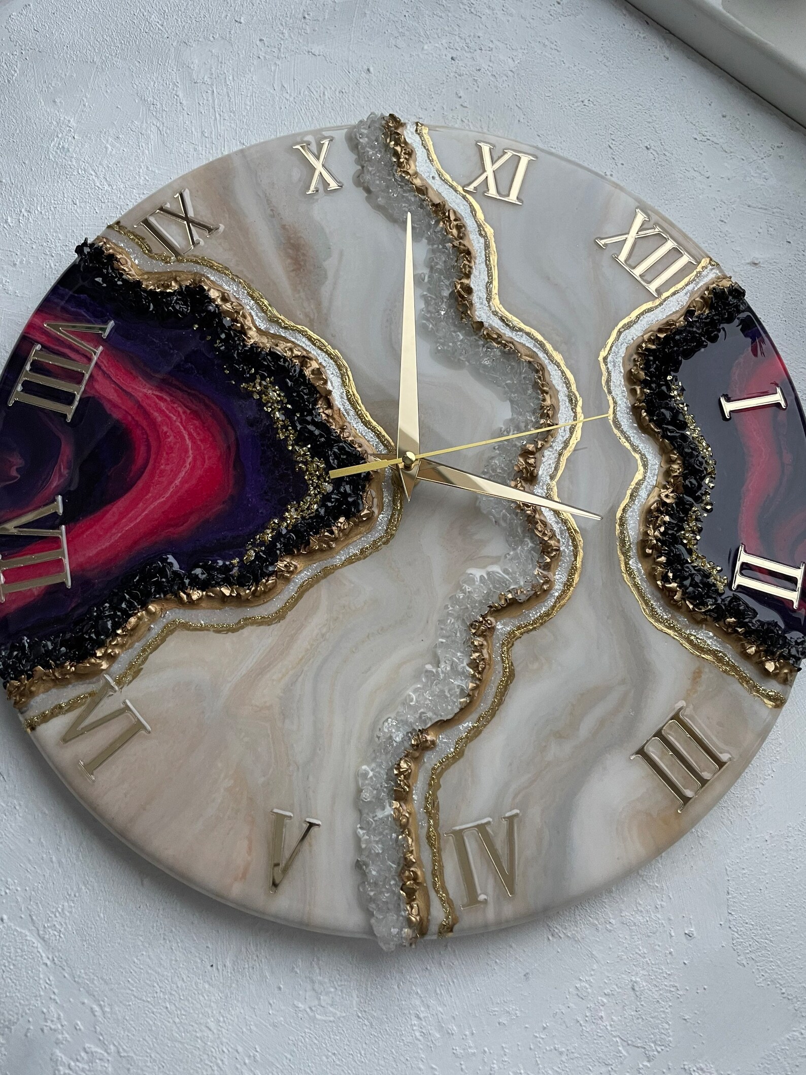 Resin Geode Clock, Geode Painting, Resin Art Clock, Abstract Painting ...