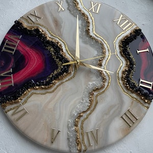 Resin Geode Clock, Geode Painting, Resin Art Clock, Abstract Painting ...