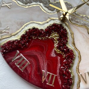 Resin Red Geode Clock, Resin Art Clock, Red Gold Geode Painting, Resin ...