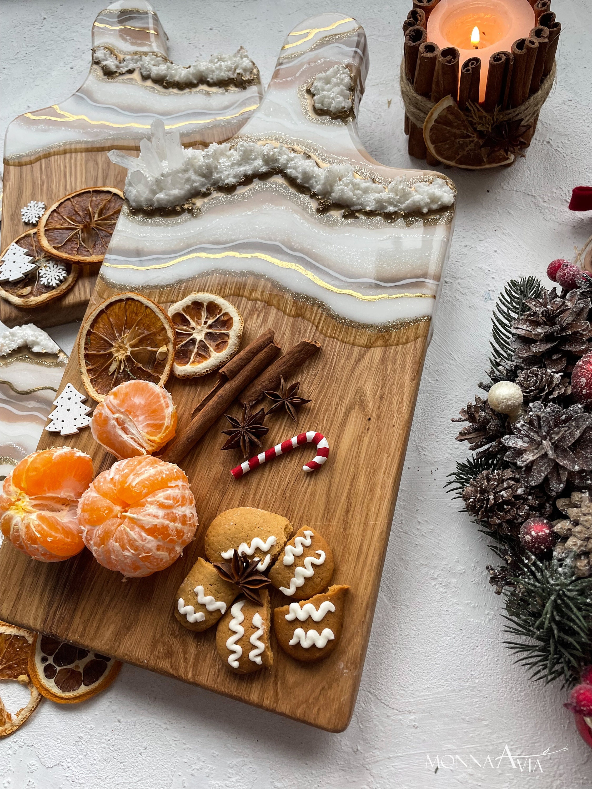 Wood Cutting Board Set Geode Board Geode Crystal Art Decorative Board ...
