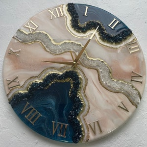 Geode Resin Clock Resin Art Wall Clock Unique Home Decor Wedding Gift ...