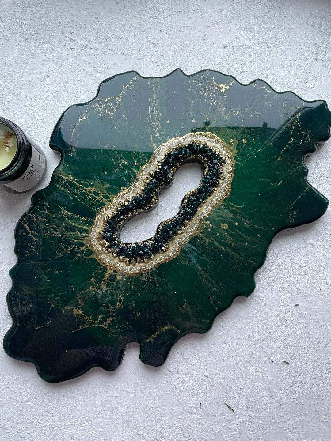 Geode Wall Picture, Wall Painting, Geode Wall, Emerald Gold Geode ...
