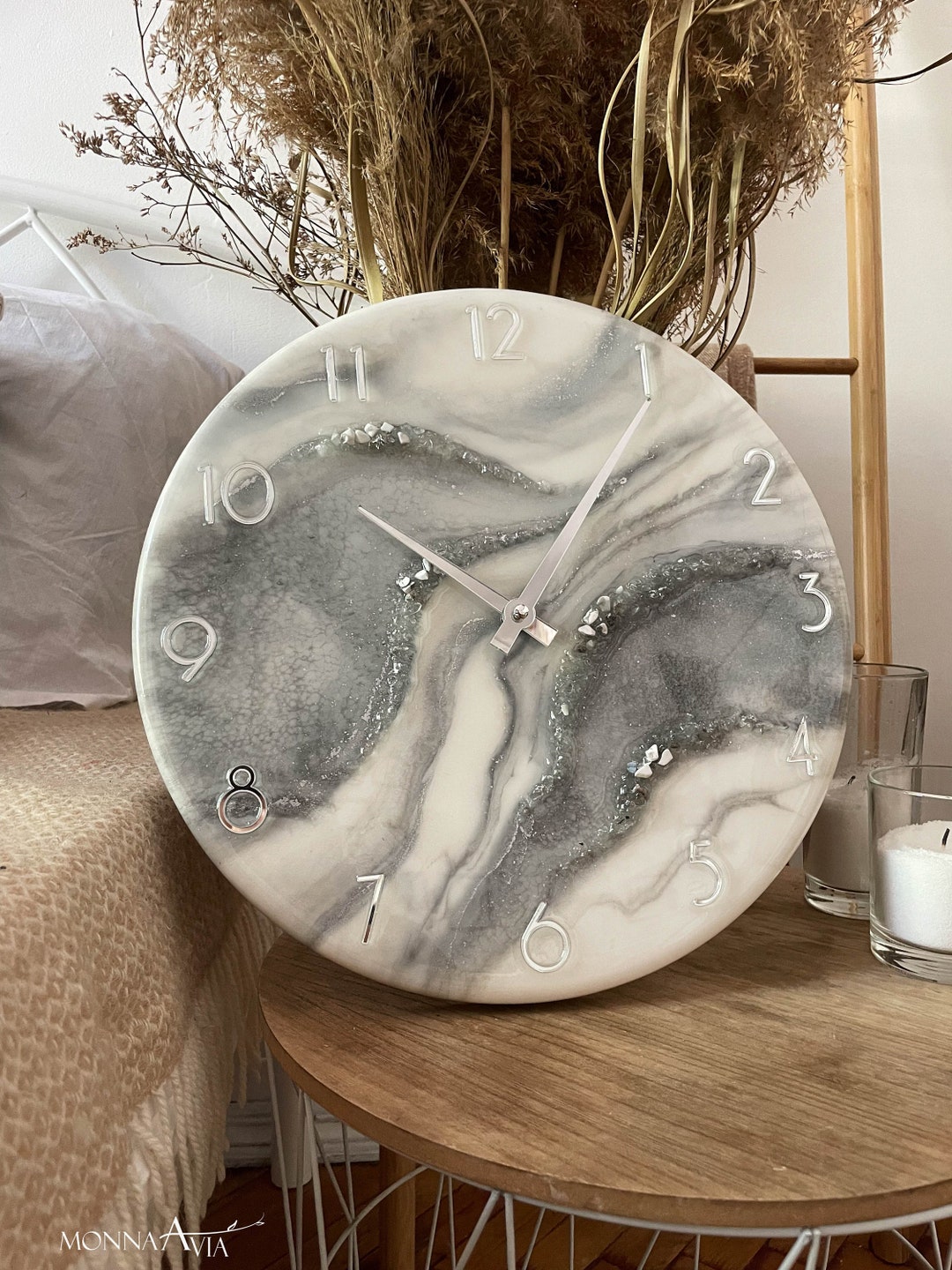 Resin Wall Clock Modern Art Resin Art Large Wall Clock - Etsy