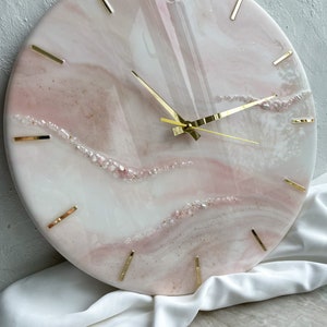 Light Pink Wall Clock, Clock White Pink and Gold, Anniversary Gift for ...