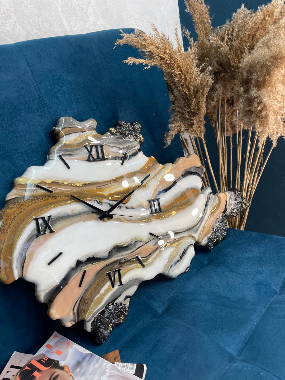 Geode Wall Clock | Epoxy Resin Wall Clock | Unique Wall Clock | Marble ...