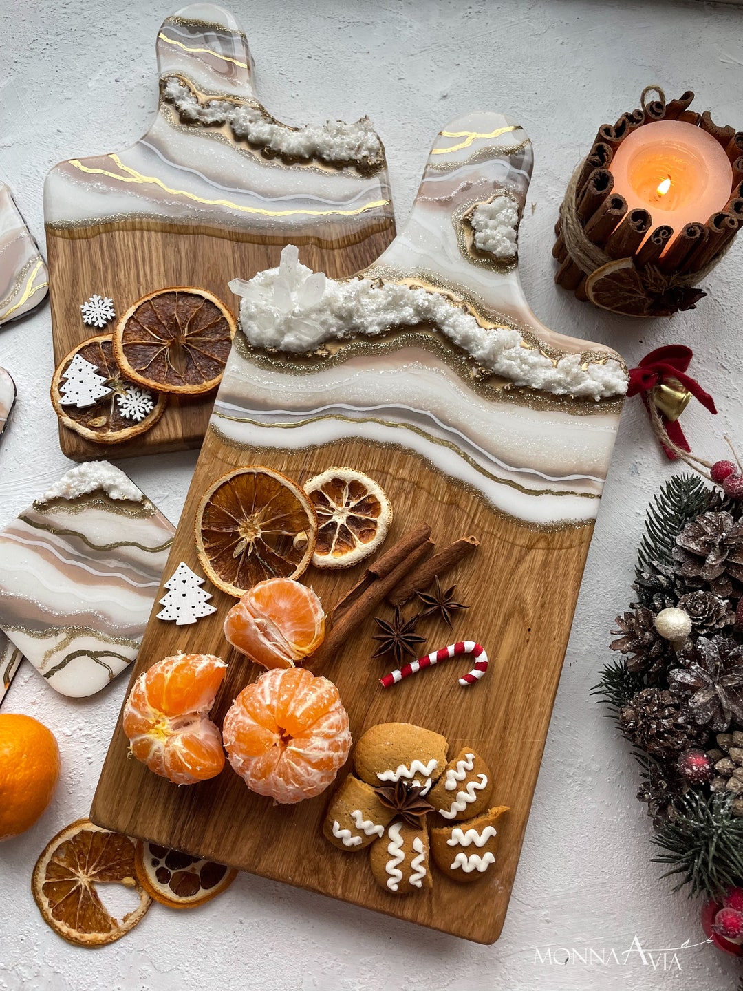 Wood Cutting Board Set Geode Board Geode Crystal Art Decorative Board ...