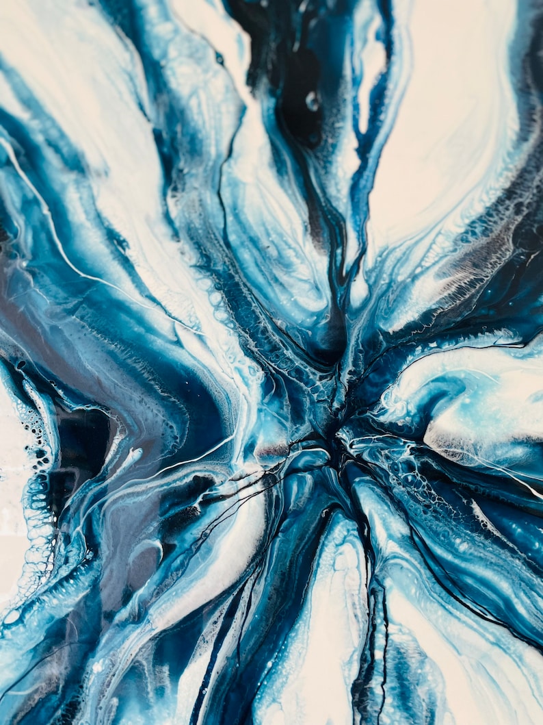 Resin Art Wall Painting, Dark Blue Painting, Wall Hanging, Large Wall ...