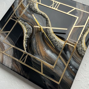 Resin Square Geode Clock, Geode Crystal Clock, Resin Art ,anniversary ...