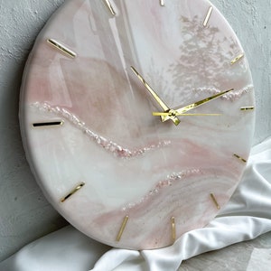 Light Pink Wall Clock, Clock White Pink and Gold, Anniversary Gift for ...