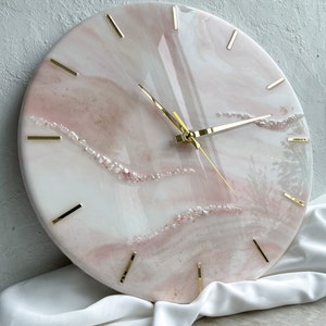 Light Pink Wall Clock, Clock White Pink and Gold, Anniversary Gift for ...