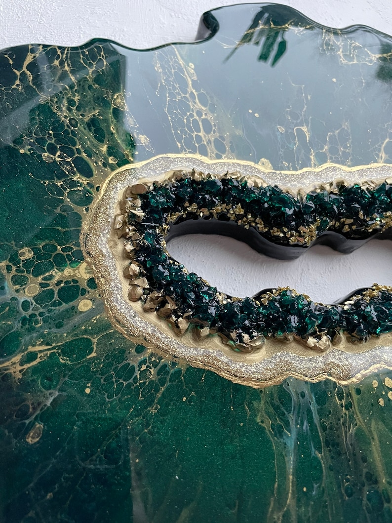 Geode Wall Picture, Wall Painting, Geode Wall, Emerald Gold Geode ...
