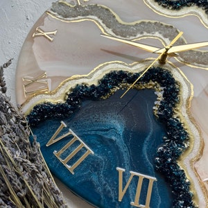 Geode Resin Clock Resin Art Wall Clock Unique Home Decor Wedding Gift ...
