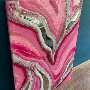 Resin Wall Picture Geode Art Crystal Art Fuchsia Housewarming Gift ...